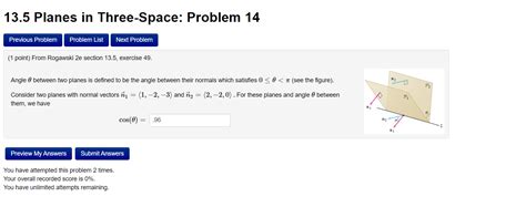 Solved Planes In Three Space Problem Previous Chegg