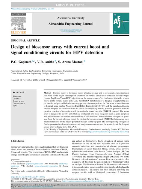 Pdf Design Of Biosensor Array With Current Boost And Signal Conditioning Circuits For Hpv