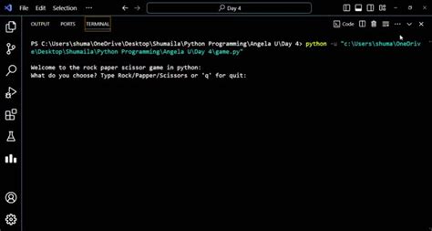 Shumaila Khoso On Linkedin 100daysofcode Python Codingjourney Learntocode Rockpaperscissors