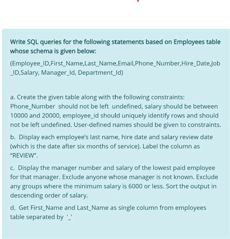 Solved Write SQL Queries For The Following Statements Based Chegg
