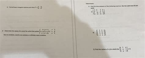 solved determinants 1 find all lower triangular matrices