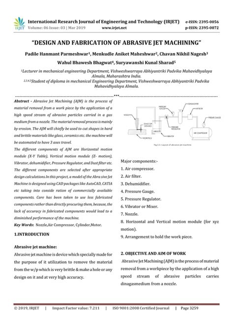 irjet design and fabrication of abrasive jet machining pdf