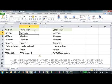 فیلم آموزشی Excel تابع WECHSELN zum Austausch von Textteilen فیلم
