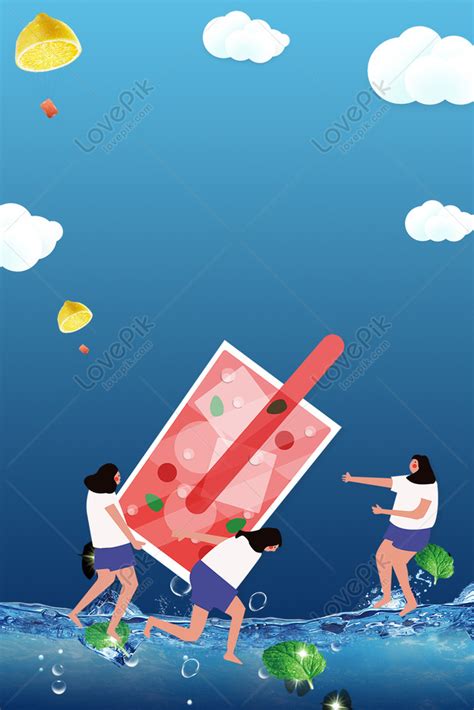 푸른 여름 만화 테마 포스터 이미지 Hd 포스터 푸른 여름 핸드폰 배경 사진 무료 다운로드 Lovepik