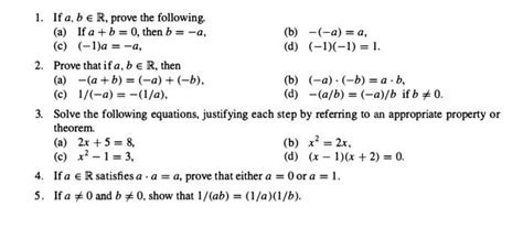 solved 1 if a b e r prove the following a if a b 0
