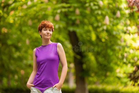 Woman Of Non Binary Gender Identity In Summer Park Stock Image Image Of Outdoors Personality
