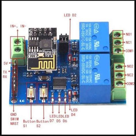 ماژول رله دو کاناله با کنترل وایفای هسته Esp8266