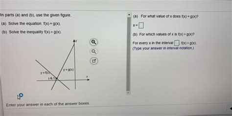 solved a for what value of x does f x g x in parts