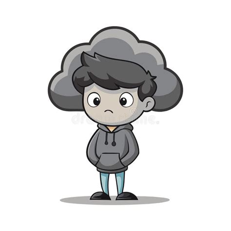 Cartoon Character With Cloud Hair Sadness Depression And Mental