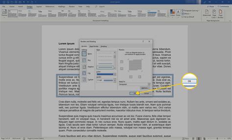 Applying A Border To Part Of A Microsoft Word Document