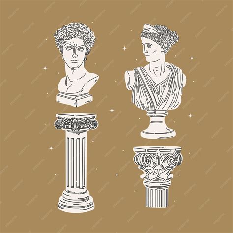 그리스 동상 일러스트 세트 무료 벡터