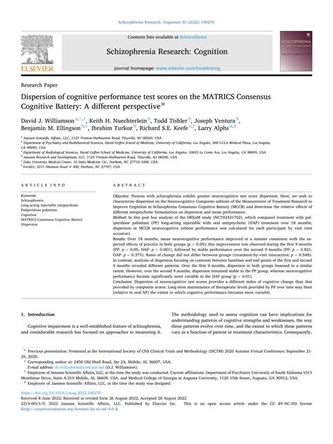 Pdf Dispersion Of Cognitive Performance Test Scores On The Matrics Consensus Cognitive Battery