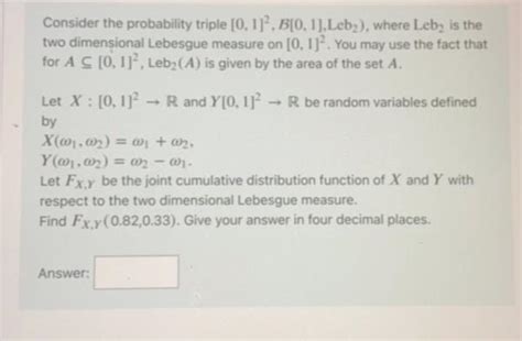 Solved Consider The Probability Triple BLO Chegg