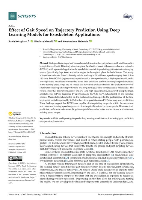 Pdf Effect Of Gait Speed On Trajectory Prediction Using Deep Learning Models For Exoskeleton