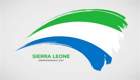 페인팅 효과 벡터 일러스트와 함께 시에라리온의 손을 그리기 브러시 스트로크 플래그 프리미엄 벡터
