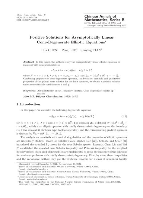 Pdf Positive Solutions For Asymptotically Linear Cone Degenerate Elliptic Equations