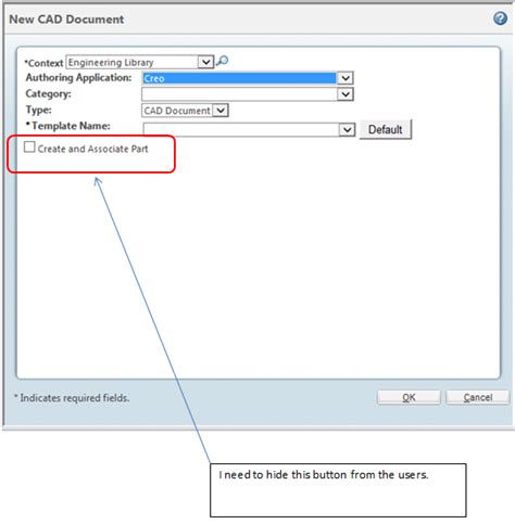 cs227059 how to hide create and associate part checkbox on the new