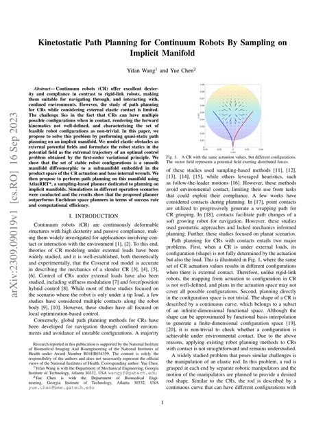 Pdf Kinetostatic Path Planning For Continuum Robots By Sampling On Implicit Manifold