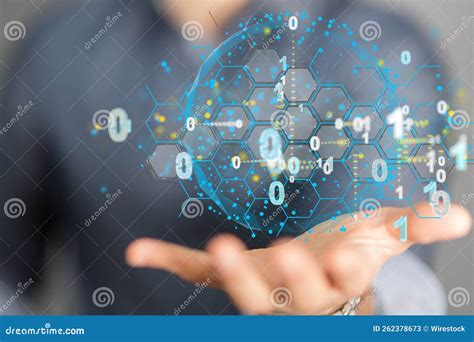 Person Presenting A 3d Render Of Cloud Computing Elements Stock Image