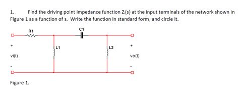 Solved 1 Find The Driving Point Impedance Function Zis At