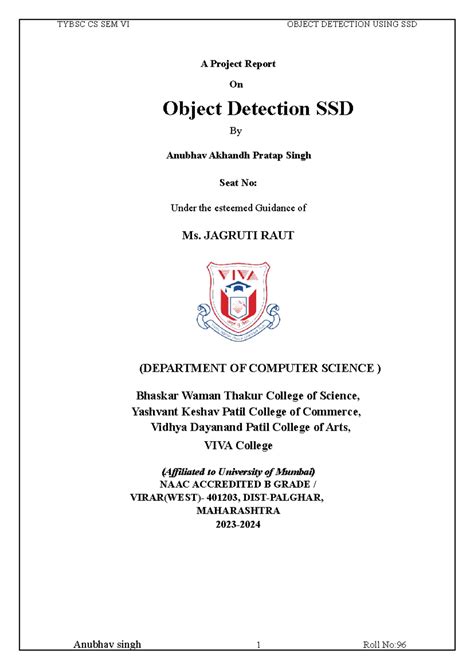Object Detection Ssd Final Doc A Project Report On Object Detection Ssd By Anubhav Akhandh