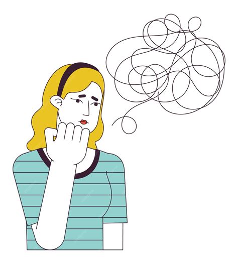 Premium Vector Unhappy Caucasian Girl Flat Line Concept Vector Spot Illustration Chaos Anxiety