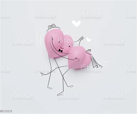 사랑에 귀여운 마음의 달콤한 부부의 3d 해피 발렌타인 데이 두 재미 귀여운 장면 결혼식 행복 개념 0명에 대한 스톡 사진 및 기타 이미지 Istock