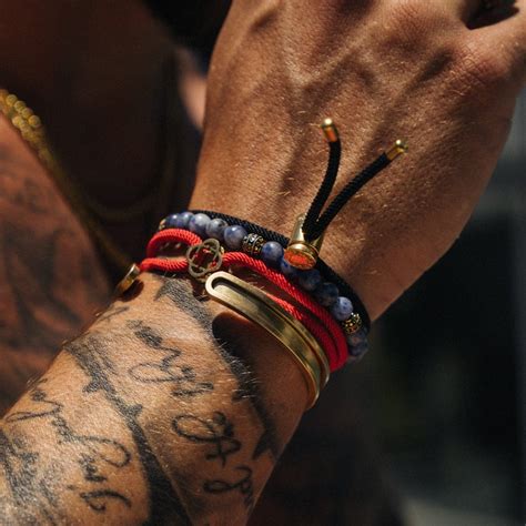 Red Cord String Bracelet For Men Gold