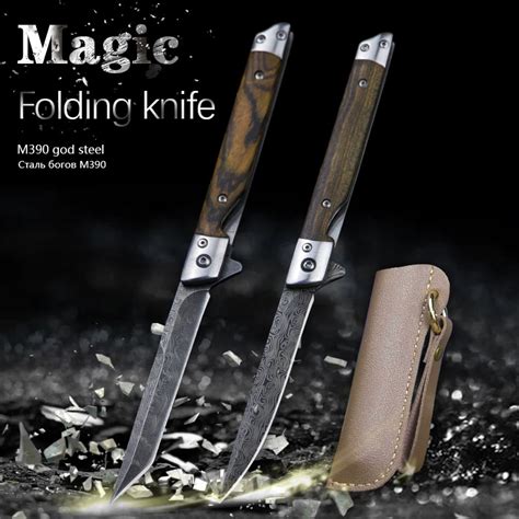 야외 캠핑 스테인레스 스틸 과일 칼 사냥 도구 가죽 케이스 M390 스틸 고경도 매직 연필 접이식 칼 Aliexpress
