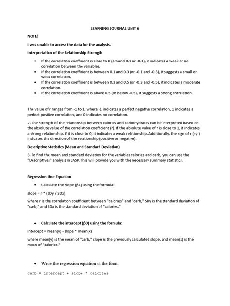 Math 1281 Learning Journal Unit 6 Pdf Slope Statistics