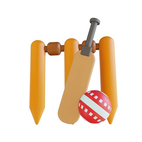 3d Illustration Cricket Bat Ball And Wicket 10842294 Png