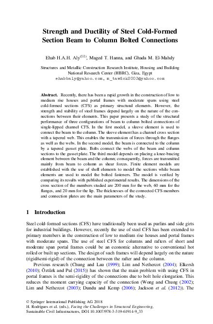 Pdf Flexural Strength Behaviour Of Bolted Built Up Cold Formed Steel