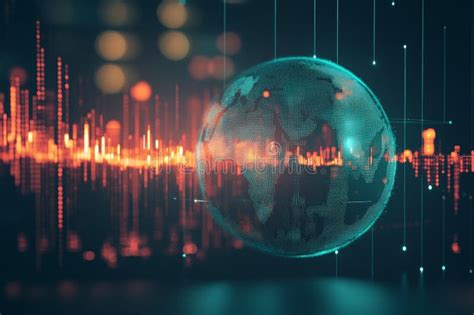 Futuristic Digital Earth Globe With Data Visualization And Abstract Technology Elements Stock