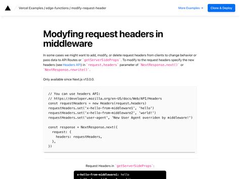 Modifying Request Headers In Middleware Vercel