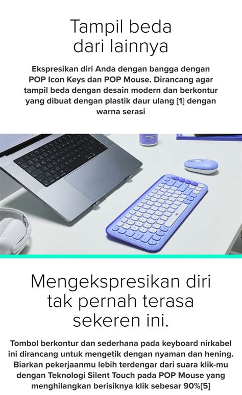 Jual Logitech Pop Icon Combo Kombo Keyboard Dan Mouse Bluetooth Mengetik Dengan Nyaman Tombol
