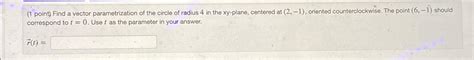 Solved 1 ﻿point ﻿find A Vector Parametrization Of The
