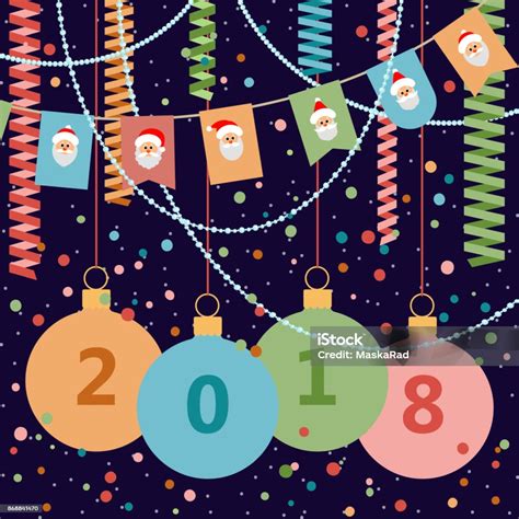 2018입니다 엽서입니다 행복 한 새 해 그리고 크리스마스입니다 벡터 일러스트입니다 2018년에 대한 스톡 벡터 아트 및 기타 이미지 2018년 겨울 기 Istock