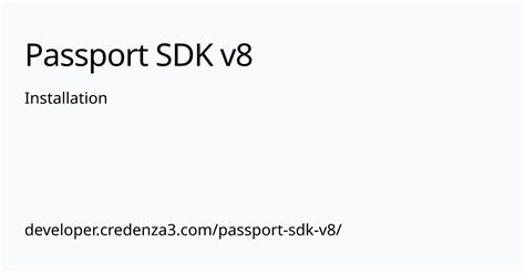 installation passport sdk v8