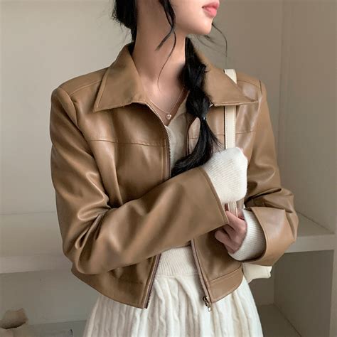 클래식블랑 🤎가죽자켓 베스터 빈티지 크롭 레더 집업 숏자켓 가죽자켓 가을자켓 크롭자켓 레더블루종 간절기자켓 캐주얼자켓 가을하객룩 출근룩 클래식블랑