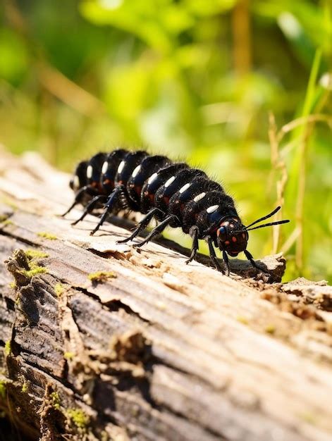 Premium Ai Image A Close Up Of A Bug On A Log