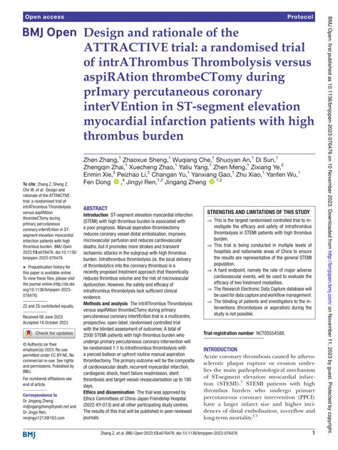 Pdf Design And Rationale Of The Attractive Trial A Randomised Trial Of Intrathrombus