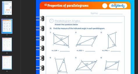 Parallelogram Angles Worksheet