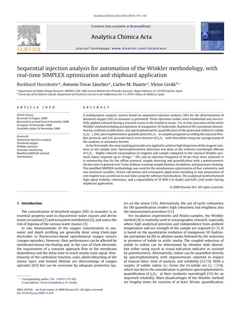 Pdf Shipboard Application Of An Automated Multipurpose Sequential Injection Analyzer For In