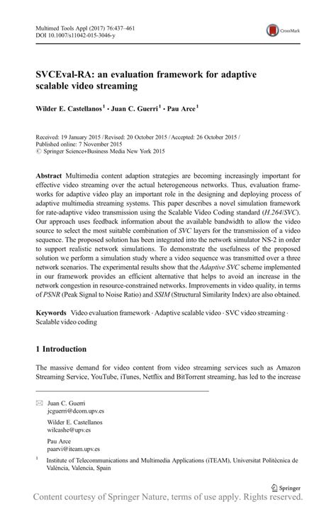 Svceval Ra An Evaluation Framework For Adaptive Scalable Video