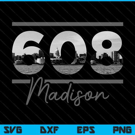 Madison 608 Area Code Skyline Wisconsin Vintage Svg Png Files