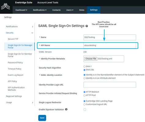 Ebs How To Configure Single Sign On Sso For Use With Everbridge Manager Portal And The