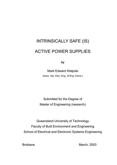 Pdf Intrinsically Safe Is Au 15896 1 Mark Walpole