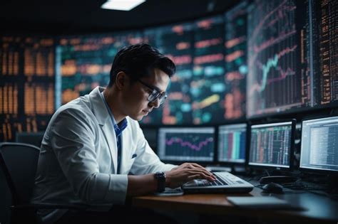 Premium Ai Image Portrait Of A Woman Working On Computer Typing Lines Of Code That Appear On