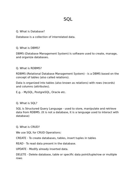 Sql Pdf Sql Relational Database
