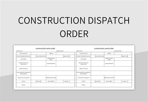 Free Dispatch Order Templates For Google Sheets And Microsoft Excel Slidesdocs